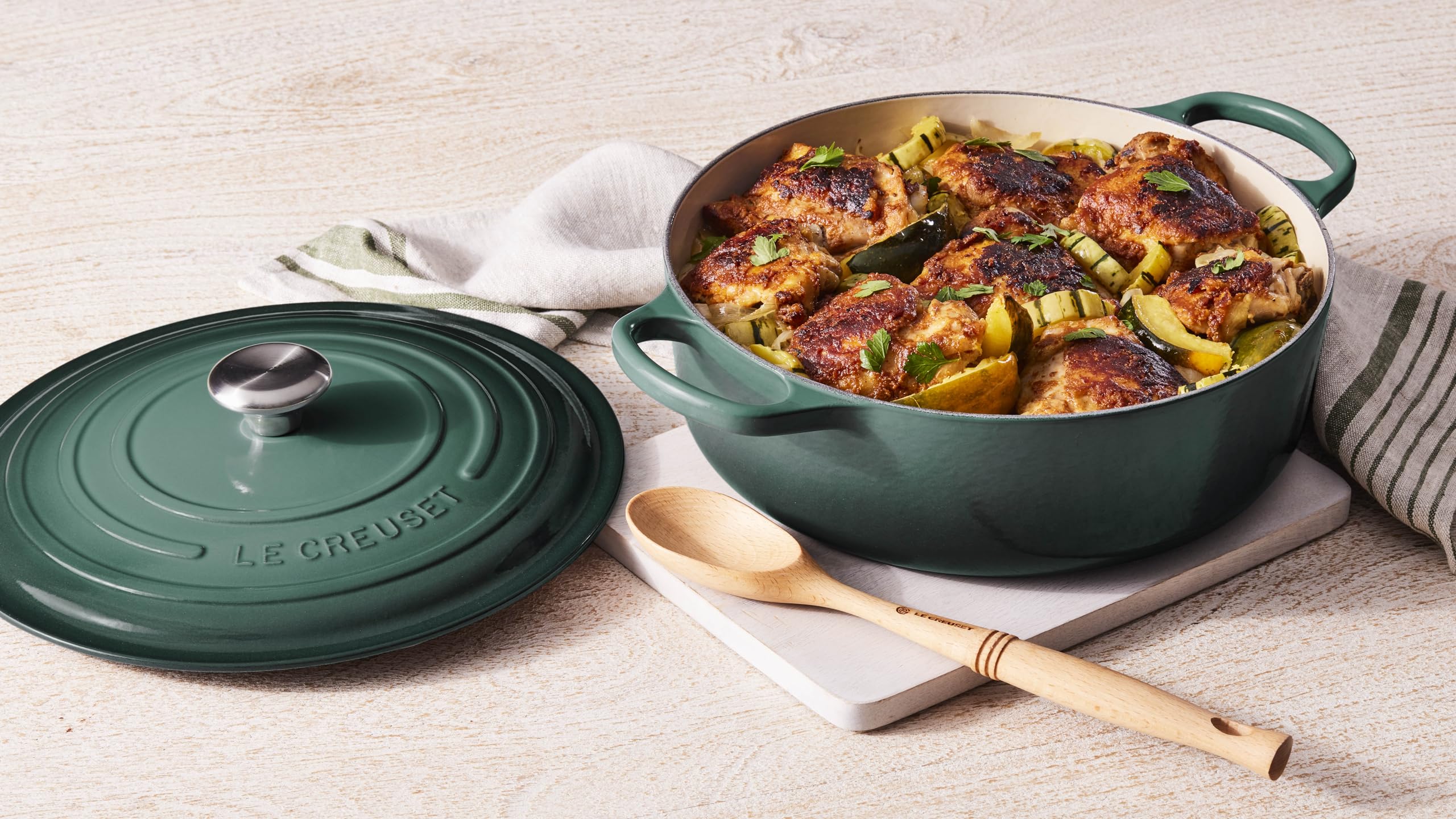 Le Creuset Enameled Cast Iron Signature Round Wide Dutch Oven, 6.75 qt., Oyster