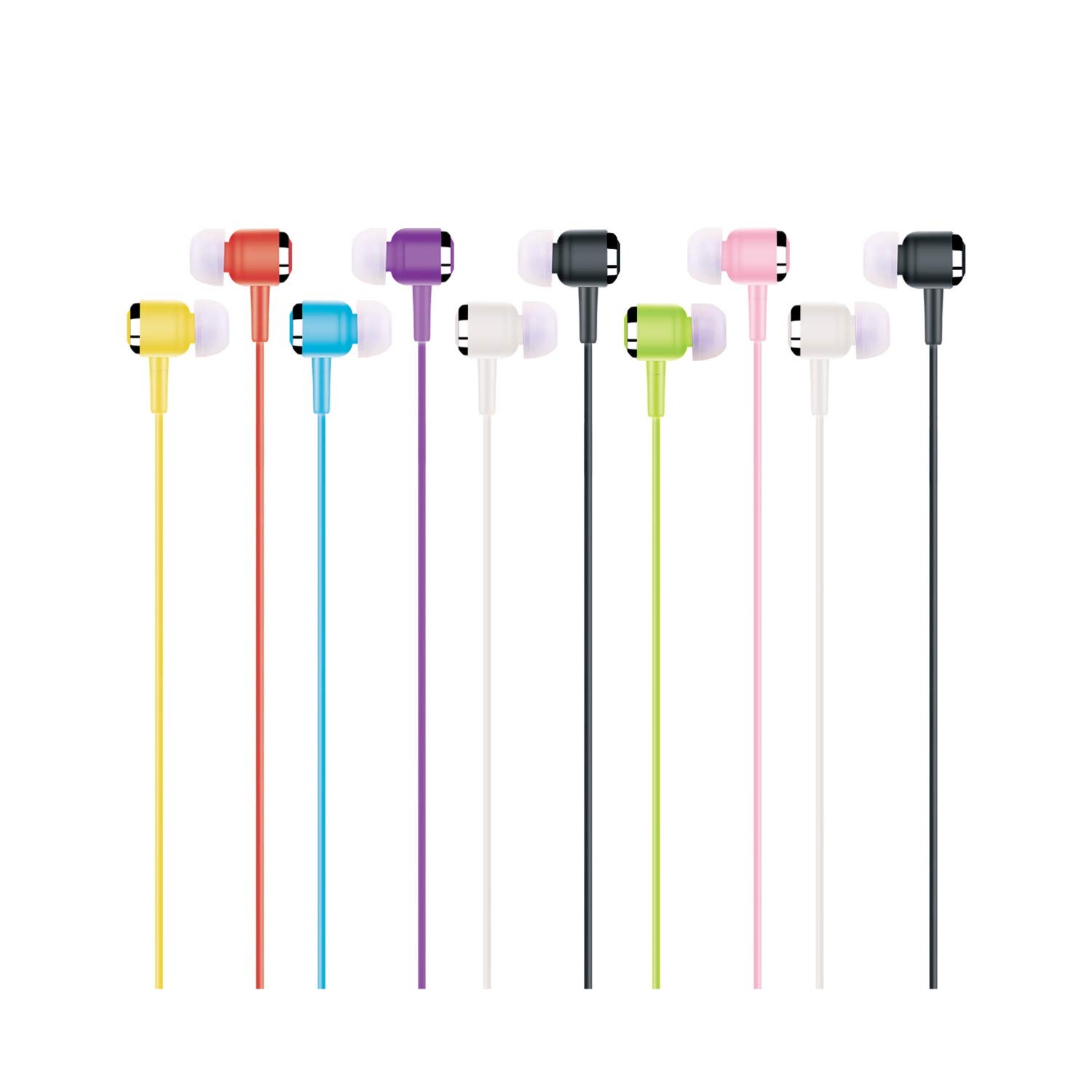 GADGET.COOL Wired Earbuds 10 Pack Bulk, Balanced Stereo Sound and Bass in-Ear Headphones with Ear Tip Replacements for iPhone Android Smartphone Tablet Laptop Computer School Classroom