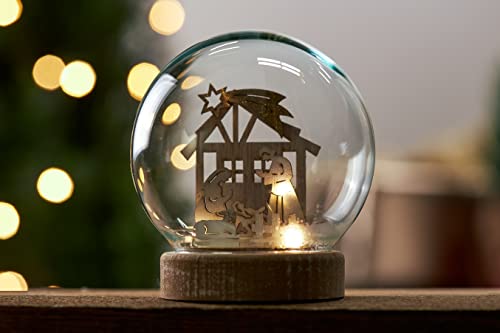 Giftcraft Holy Nativity Set for Christmas, Light Up Christmas Snow Globe Style Home Decor, Christian Decor, Baby Jesus Christmas Decorations, Small LED Xmas Home Decor