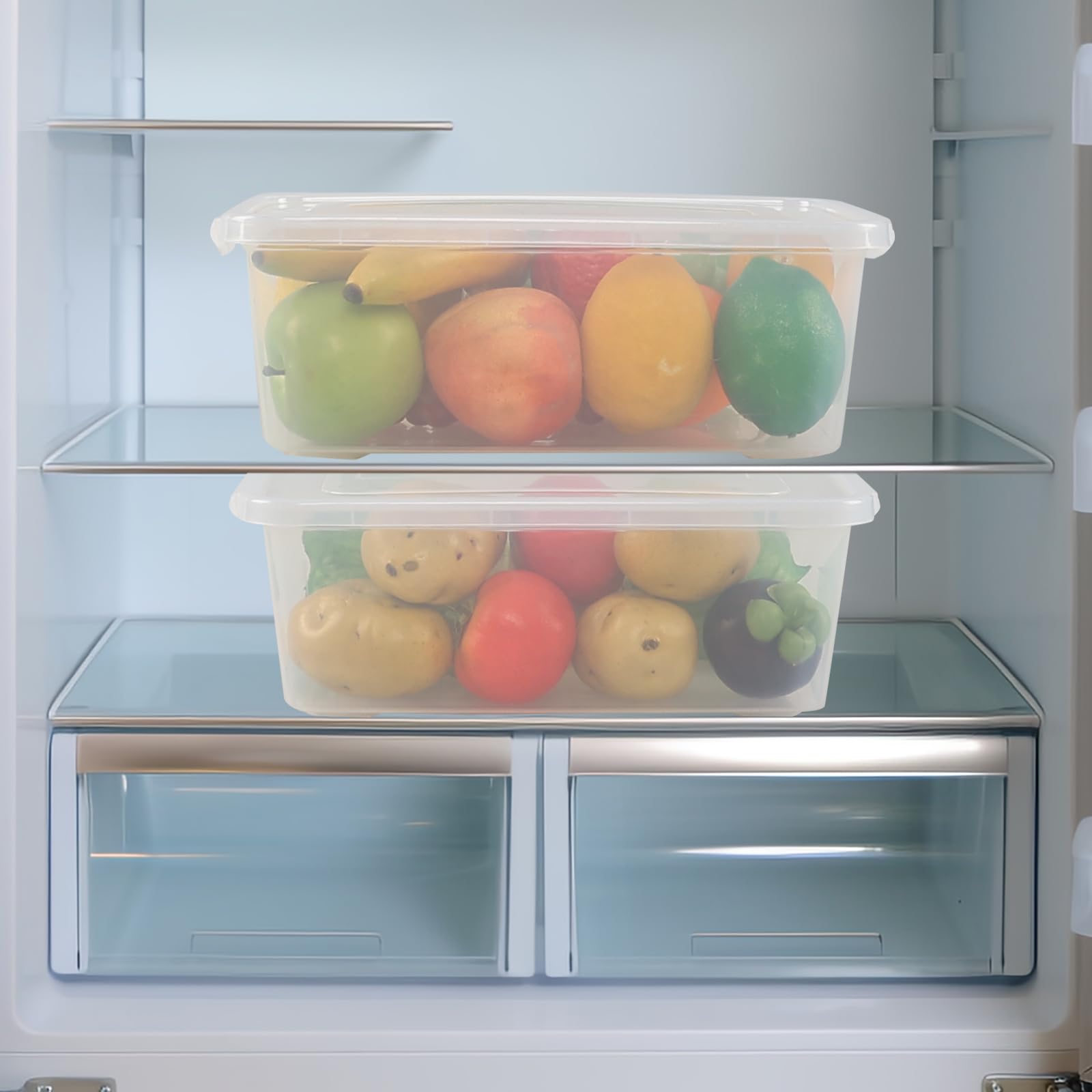 Nesmilers 6.5 Quarts Clear Latching Box, Plastic Storage Containers with Lids Set of 4