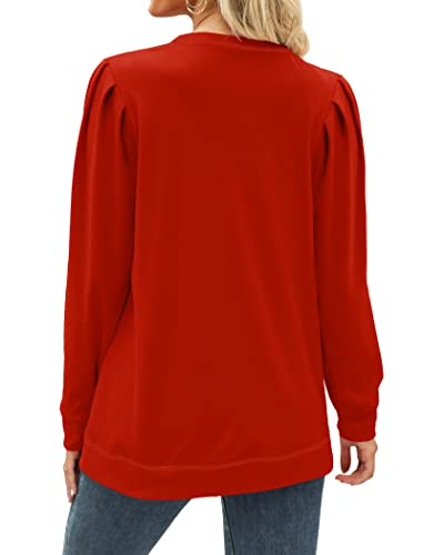 Geifa Sweaters for Women Casual Cozy Sweatshirts Long Sleeve Fashion Tops Red M