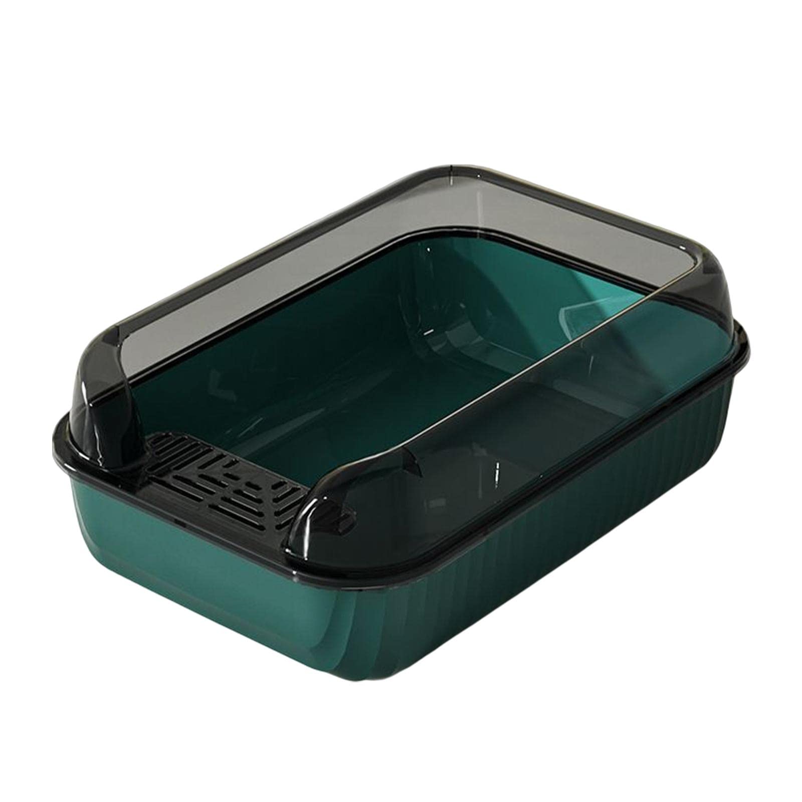 FAKEME Cat Litter Box,Cat Toilet,Tall Spray Shield, Large Detachable Sturdy High Sided Easy to Clean Kitty Litter Pan Cat Litter Tray Kitty, Green