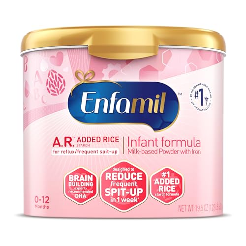 Enfamil A.R. Infant Formula, Reduces Reflux & Spit-Up, DHA for Brain Development, Probiotics to Support Digestive & Immune Health, Reusable Powder Tub, 19.5 Oz