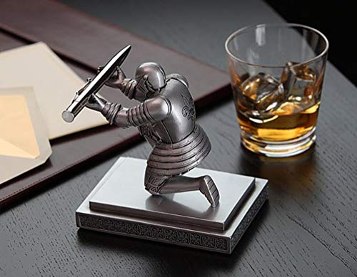 ThinkGeek Executive Knight Pen Holder - Fancy Black-Inked Pen with Refillable Ink Included - A ThinkGeek Creation and Exclusive, Silver/Grey, One Size (71543)