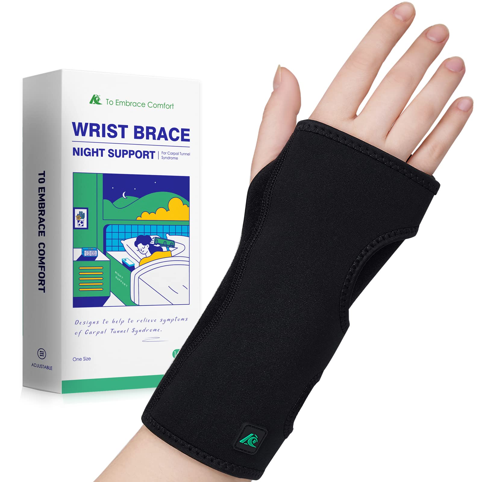KD Carpal Tunnel Wrist Brace: Night Wrist Sleep Support Brace Relief for Tendonitis, Arthritis Pain, Latex-free Hand Brace Wrist Splint, Fits Left or Right