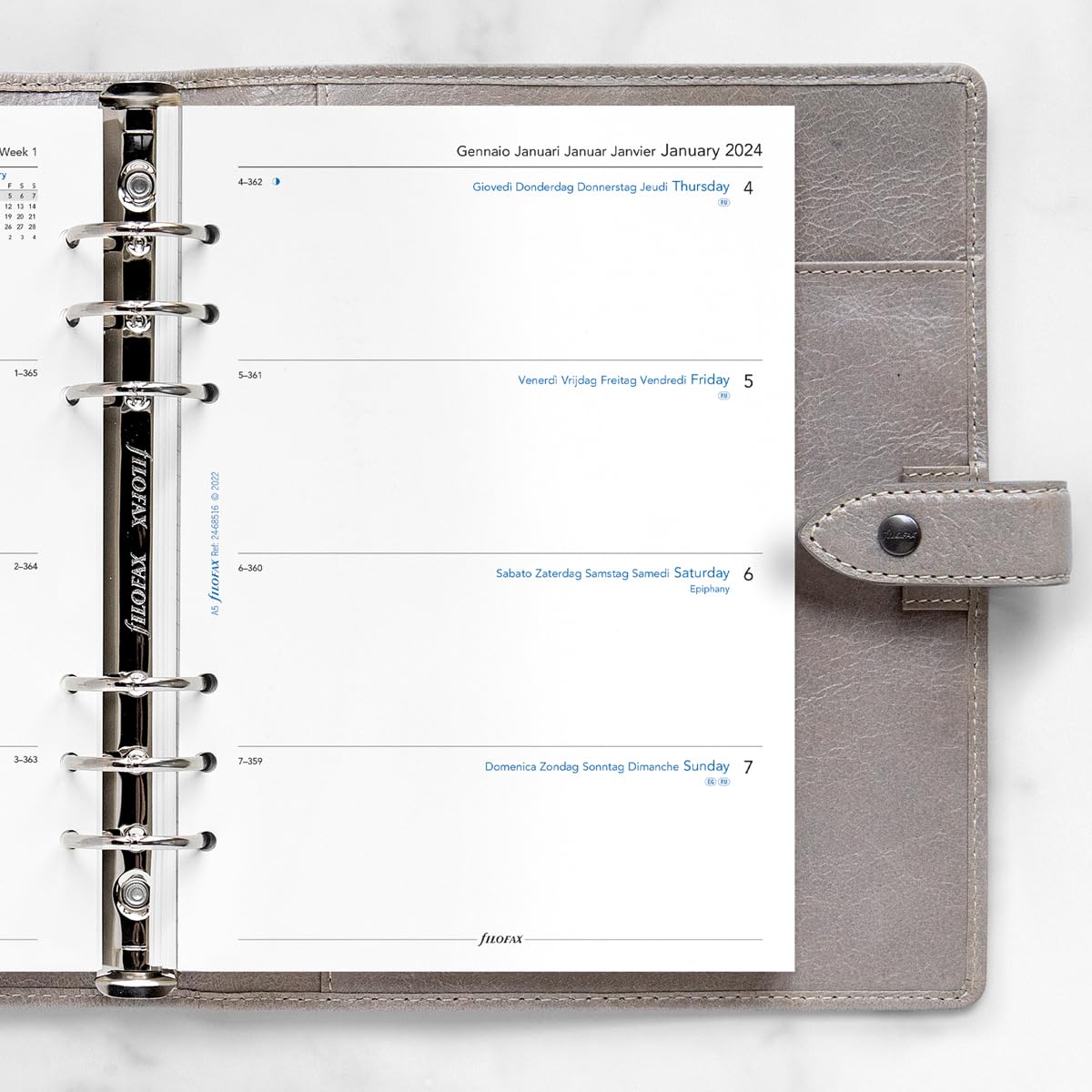 Filofax A5 week on two pages 5 language 2024 diary