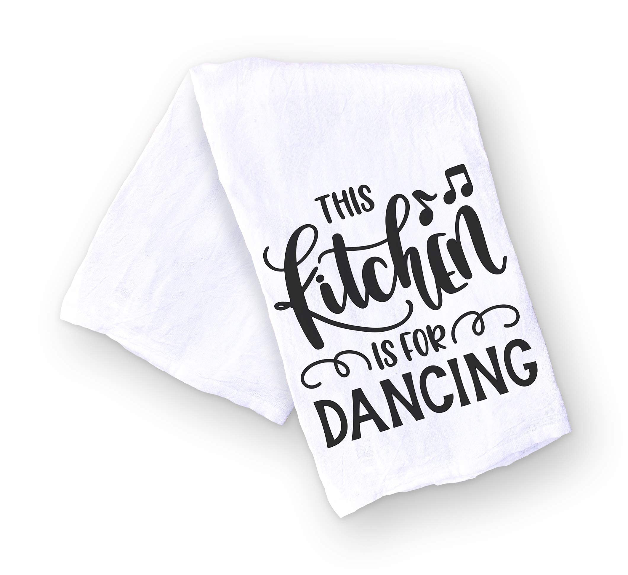 Handmade Funny Kitchen Towel - This Kitchen Is For Dancing - 100% Cotton Funny Hand Towel for Bathroom - 28x28 Inch Perfect for Housewarming-Christmas-Mothers’ Day-Birthday Gift