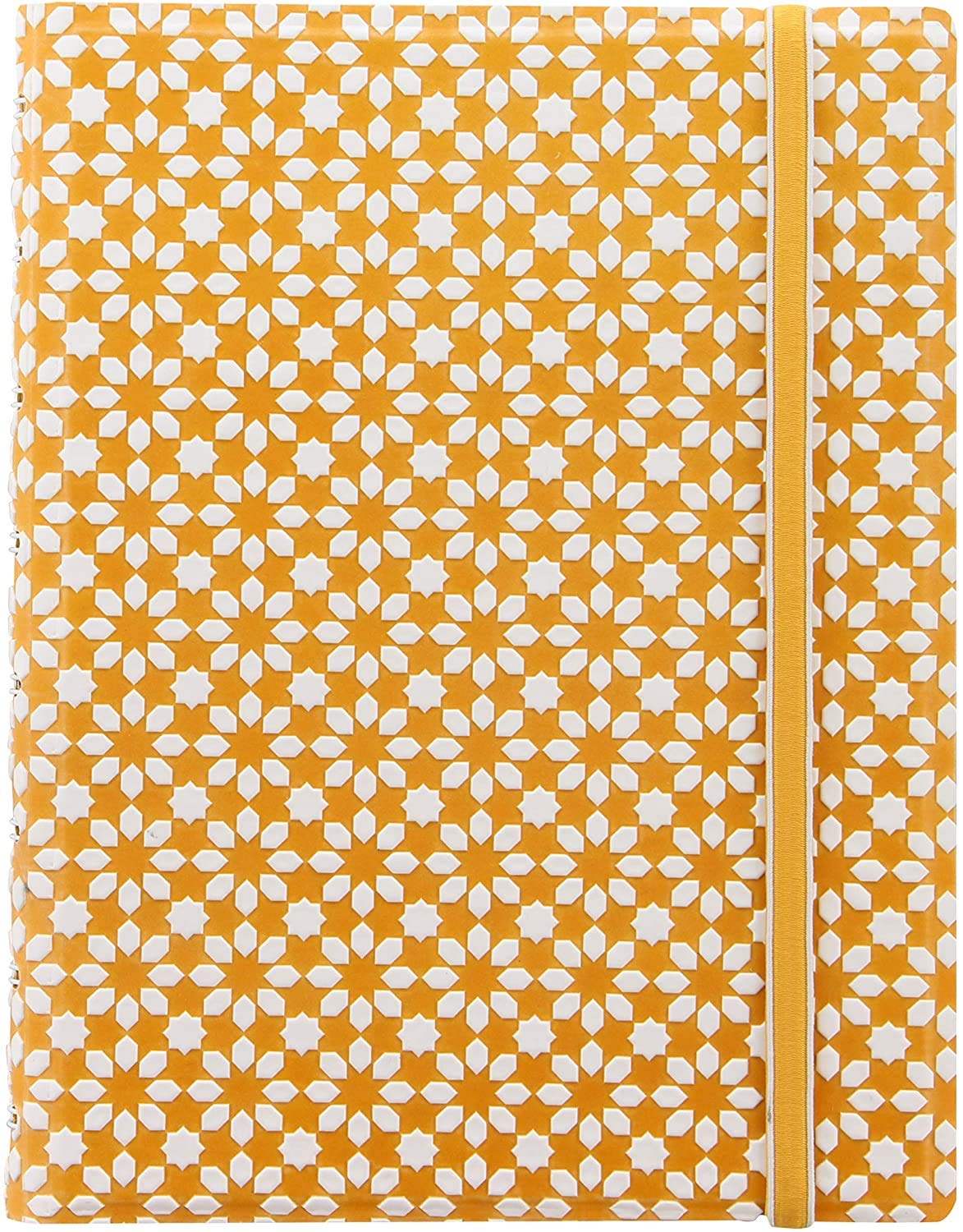 Filofax B115068U Refillable Notebook, A5 size, 112 moveable ruled pages. Includes 4 Indexes (one with pocket), page marker and elastic closure, Yellow & White