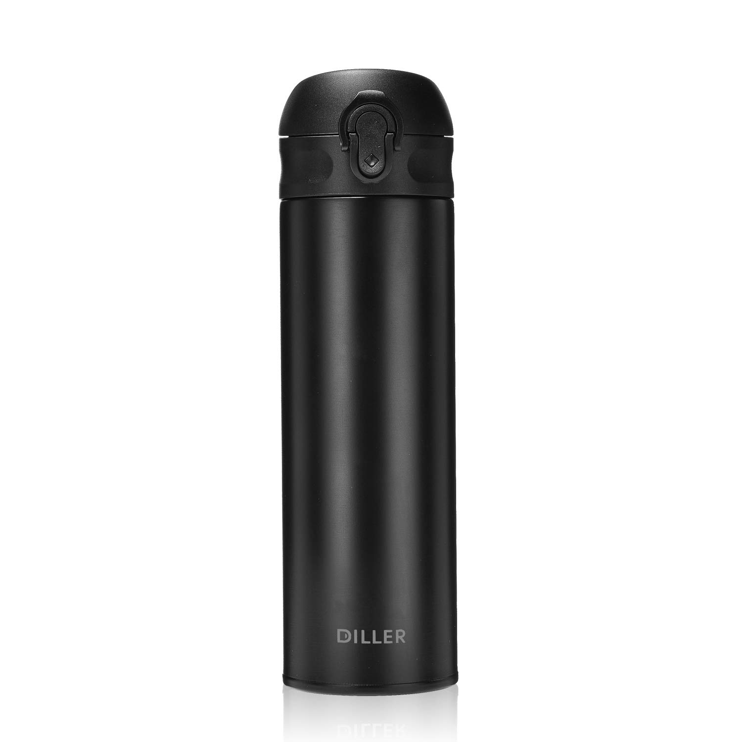 DILLER Vacuum Insulated Water Bottle,Stainless Steel Thermal Coffee Travel Mug BPA-Free Thermos Flask,Keeps Cold 24H, Hot 12H,17 oz (silver)