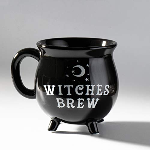 SUMMIT COLLECTION 12 fl oz Witch's Brew Cauldron Mug Ceramic Drinkware Halloween Decor Tabletop Decoration (Black)