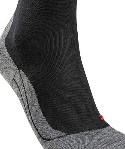 FALKE Men's RU4 Endurance Wool Running Socks, Mid Calf, Medium Cushion, Athletic, Breathable Quick Dry, Merino Wool, Black (Black-Mix 3010), 9-10, 1 Pair