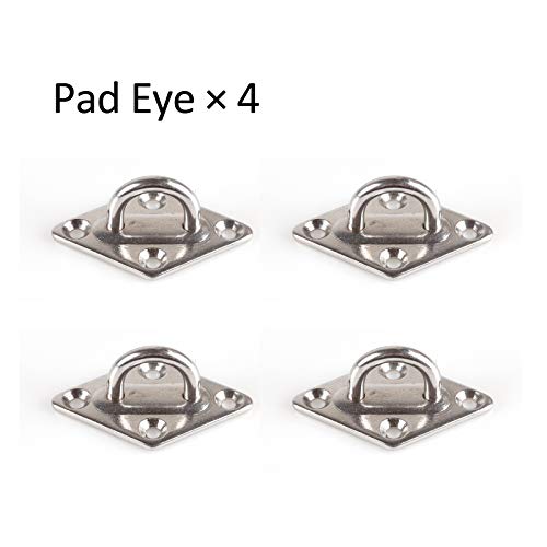 Tiberham Sun Shade Sail Hardware Kit, Heavy Duty Anti-Rust Rectangle/Square Shade Sail Installation for Patio Lawn and Garden (44 Pcs)