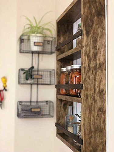 Mansfield Cabinet No. 103 - Solid Wood Spice Rack Cabinet Walnut/Castle Grey
