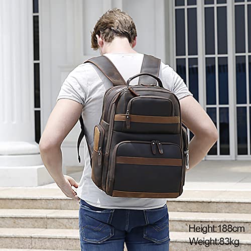 TIDING Leather Backpack 15.6 inch Laptop Backpack Vintage Business Travel Bag Large Capacity Daypacks
