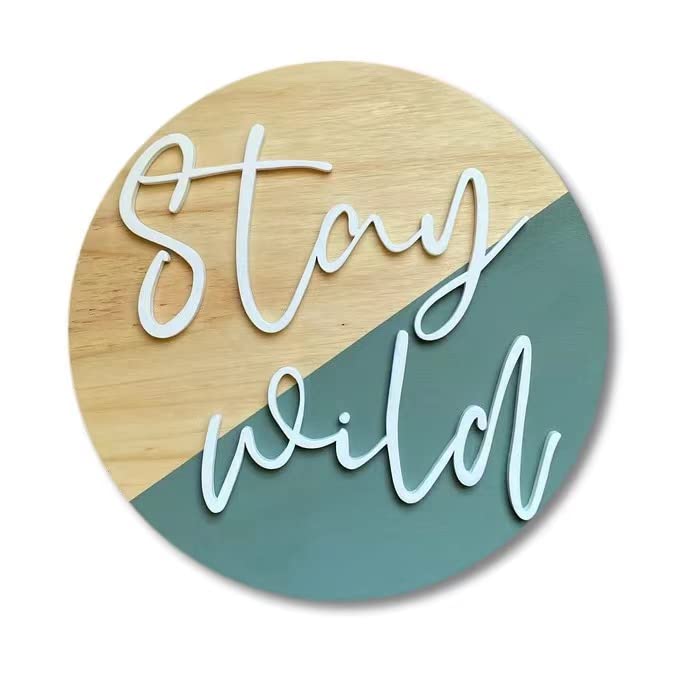 Lavender Inspired Stay Wild Wood Sign for Nursery, Boho Design 3D Laser Cut Wall Art Decor, Nursery Signs Decor, Kids Room Decor, Nursery Decor for Baby Boys and Girls,-Baby Room Sign, 12 Inch