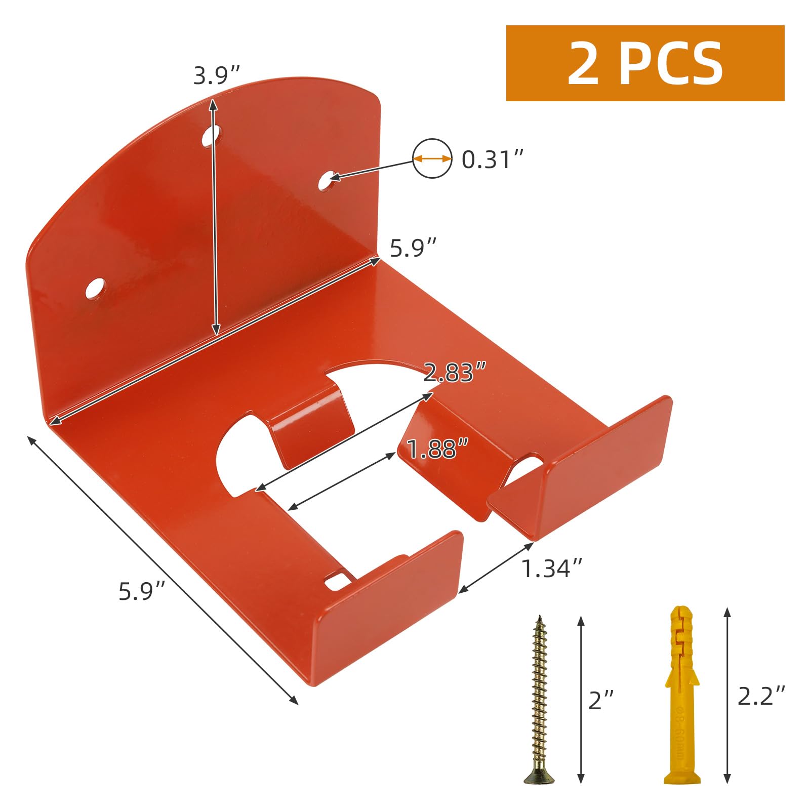 Rasugarlary Trimmer Rack for Garage 2 Pack Garage Organizer Hook Garage Storage Hanger Heavy Duty Garden Power Tool Hanger for Garage Wall, Orange