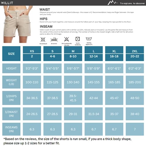 Willit Women's Shorts Hiking Cargo Golf Shorts Outdoor Summer Shorts with Pockets Water Resistant Black M