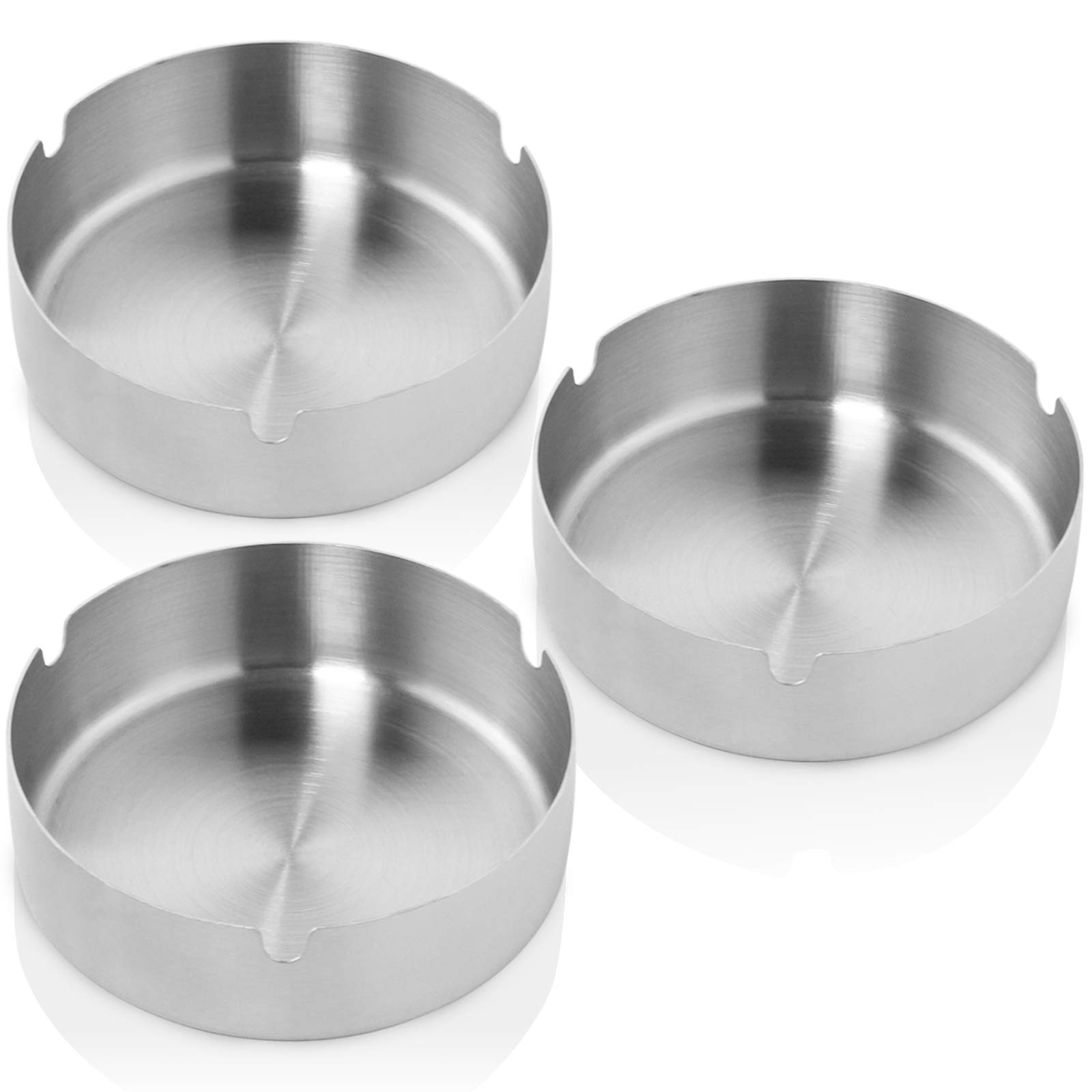 DUOFIRE 3 Pack ash tray outdoors，outdoor ashtray for outside patio ashtrays for smokers，ash trays for weed ash trays indoor Stainless Steel Smokeless，Home Office Decoration（10cm）
