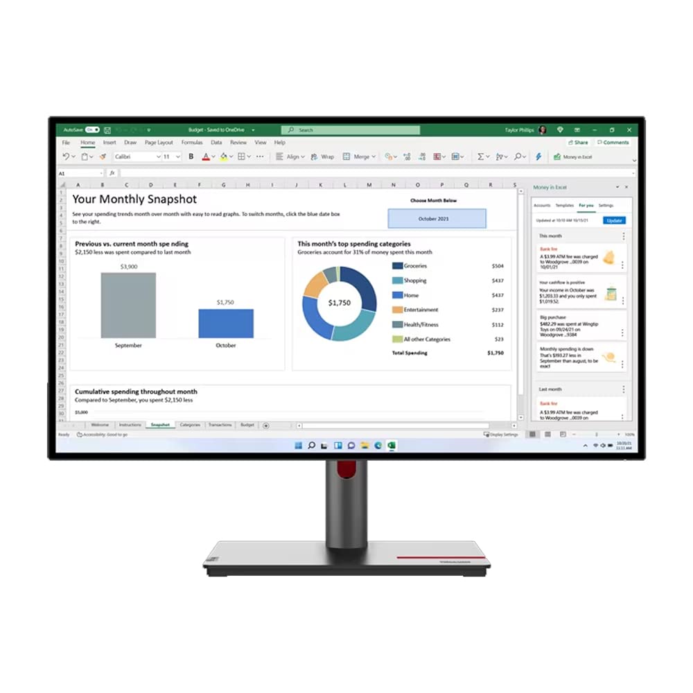 Lenovo ThinkVision P27q-30 27" Monitor 2560 x 1440 60 Hz 6 ms 350 nits (Renewed)