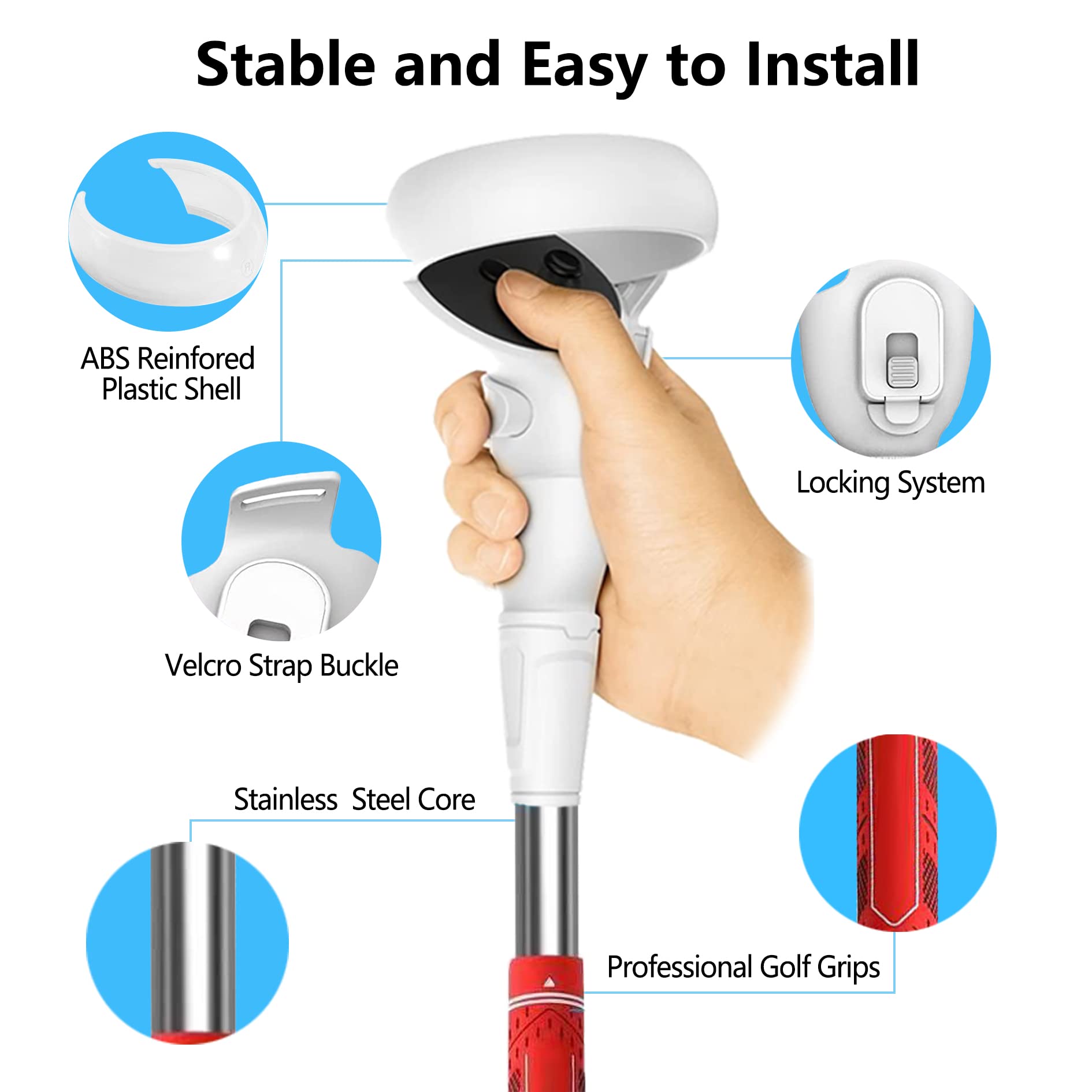 Giguelove VR Golf Club for Oculus Quest 2 Accessories, Golf Club Attachment Compatible with Oculus Quest 2 for Golf+, Walkabout Mini Golf, Golf5eclub