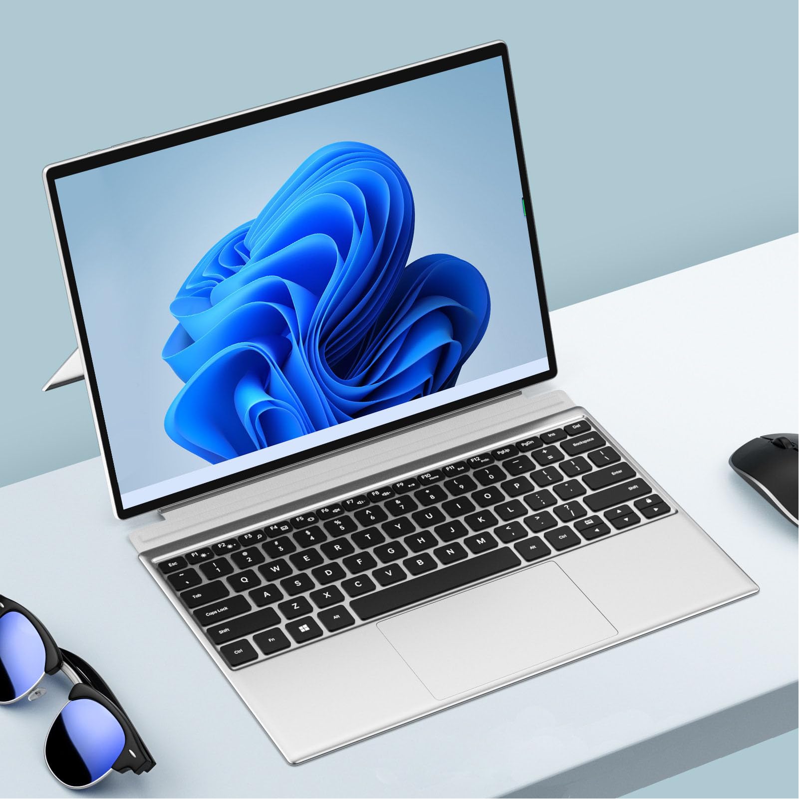 GLOGLOW 2 in 1 Laptop, 3K Touchscreen HD Portable Tablet 100β240V 3500mAh with Magnetic Keyboard for Work for Windows 10 (US Plug 8GB+1TB)