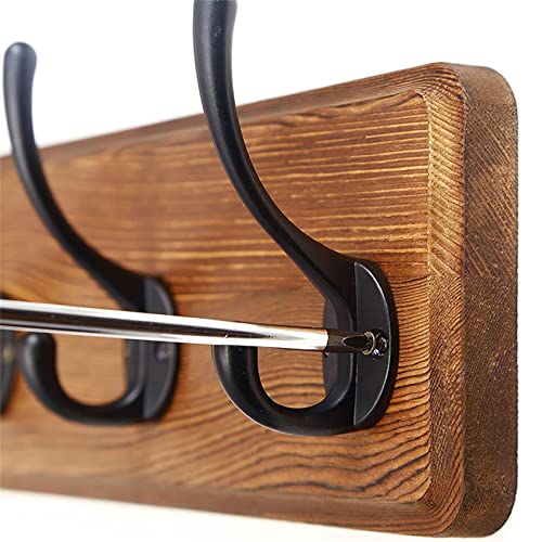 LZIYAN Heavy Duty Dual Coat Hooks, Retro Wall Mounted Double Hooks Hooks, Coats Hangers Hardware Hook for Coat Bag Towel Key Cap Hat,Black