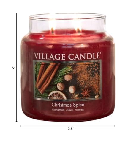 Village Candle Christmas Spice 16 oz Glass Jar Scented Candle, Medium