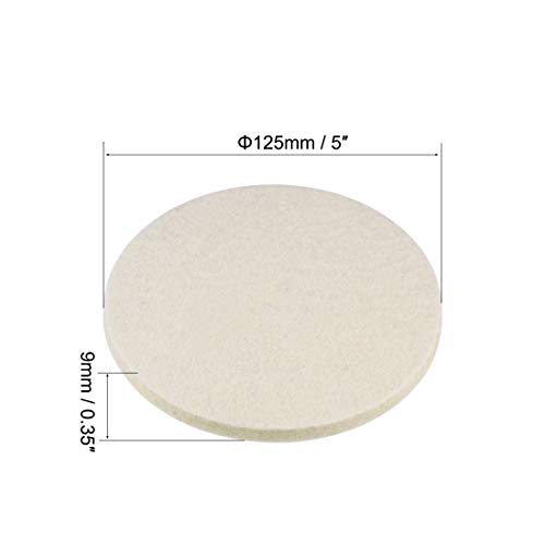 uxcell 5 Inch Wool Felt Polishing Pad, Buffing Wheel Polish Pad, Flocking Hook & Loop Back for Random Orbital Sander 2pcs