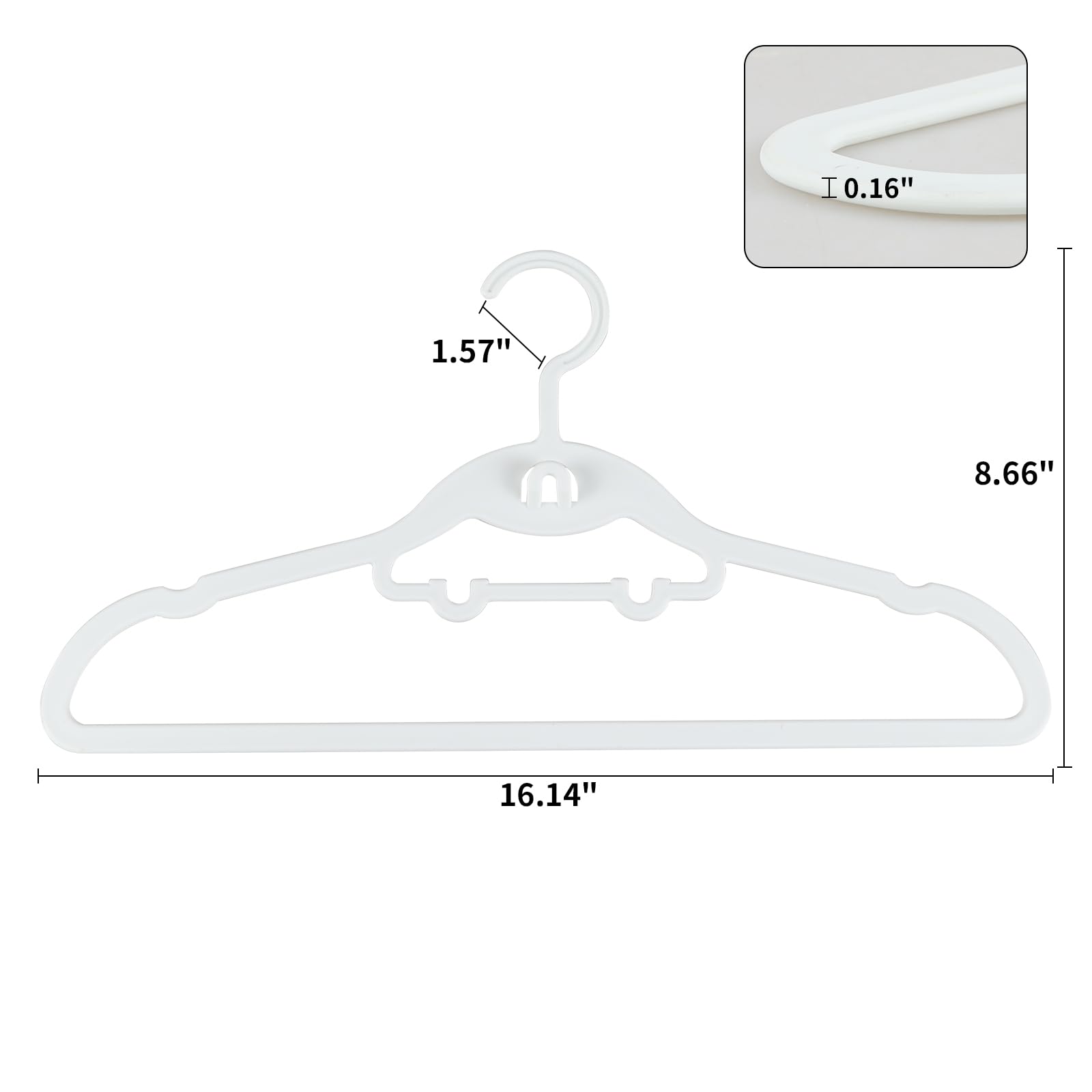 Minekkyes 50 Packs Home Clothes Hangers Plastic, White Basics Hangers, Durable Non-Slip Suit Coat Hanger with Shoulder Grooves