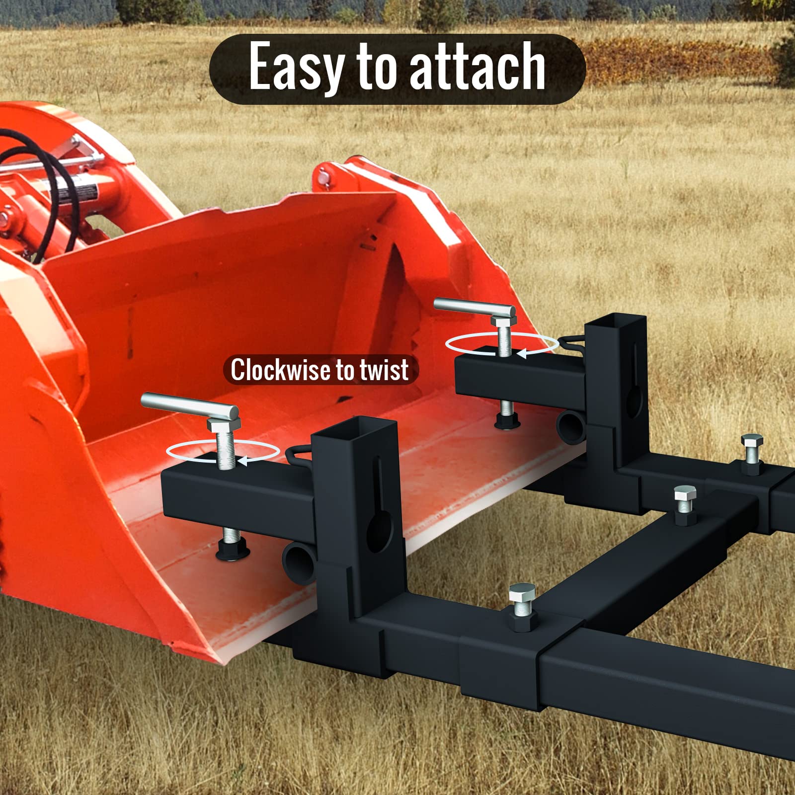 MAHLER GATES Clamp On Pallet Forks Adjustable Stabilizer Bar,Fits 2.95"W x 3"H Forks, 18"-34"W Adjustable Length