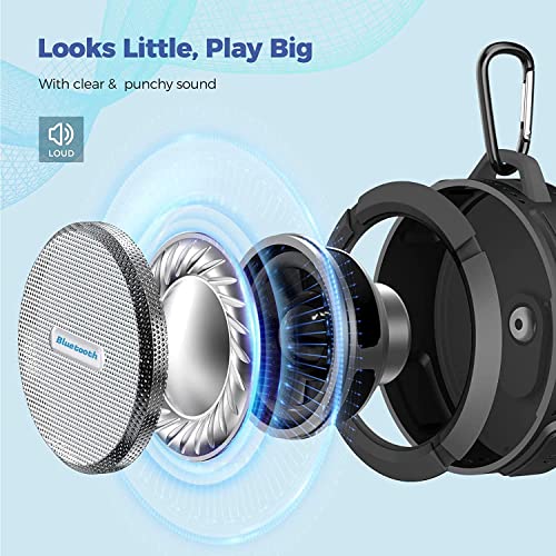 Mini Shower Speakers, IP65 Waterproof Bluetooth Portable Speakers and True Wireless Stereo and Dsp Technology, 6 Hours Playback and Microsd Card, Internal Microphone, Suction Cup, for Pool, Beach