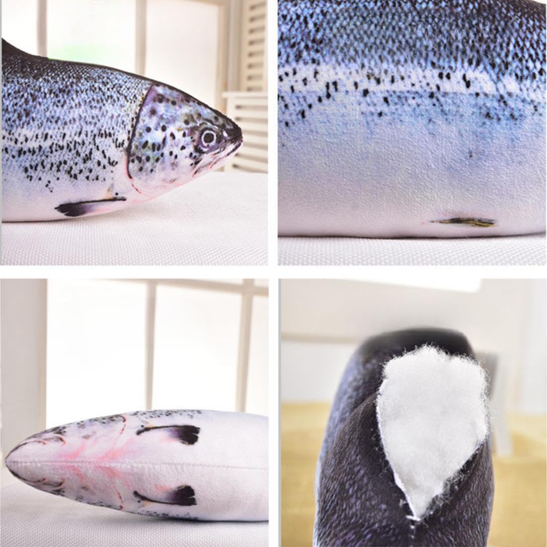 OPHRBU 24 Inch Simulation Fish Plush Toy Pillow Soft Fish Cushion Pillow Stuffed Animal Toy for Cat Pets or Kids Birthday Gifts