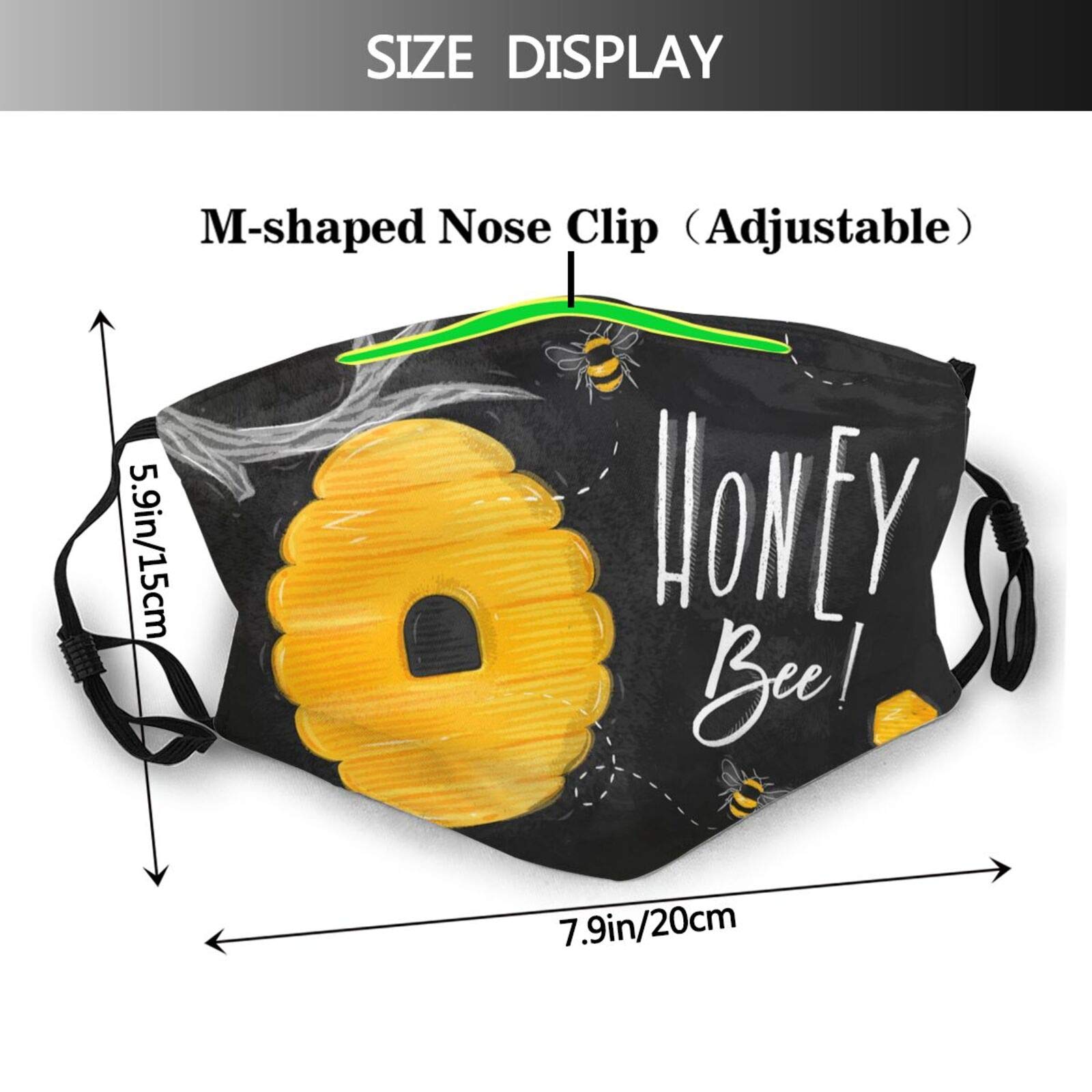 Honey Bee Chalk Face Mask Unisex Balaclava Mouth Cover With Filter Windproof Dustproof Adjustable Mask