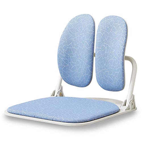 Duorest Folding Floor Chair, Sponge Seat, System with Twin Backrests, Maintain Posture and Comfort, Ergonomic for Home and Office, Mediation Reading Gaming Stadium [Leaf Blue]