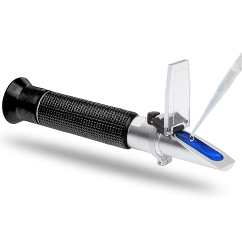 Refractometer, Hand Refractometer,Hydrometer in Wine Making and Beer Brewing, Homebrew Kit,Urea Concentration,of Sugar Content Test for Fruit, Homebrewing, Juice, Vegetables(Salinity meter 0-28%)