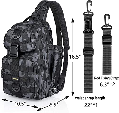 PLUSINNO Tackle Bag, Water-Resistant Backpack with Rod Holder for Fishing Gear, Ideal Gifts for Men,Large
