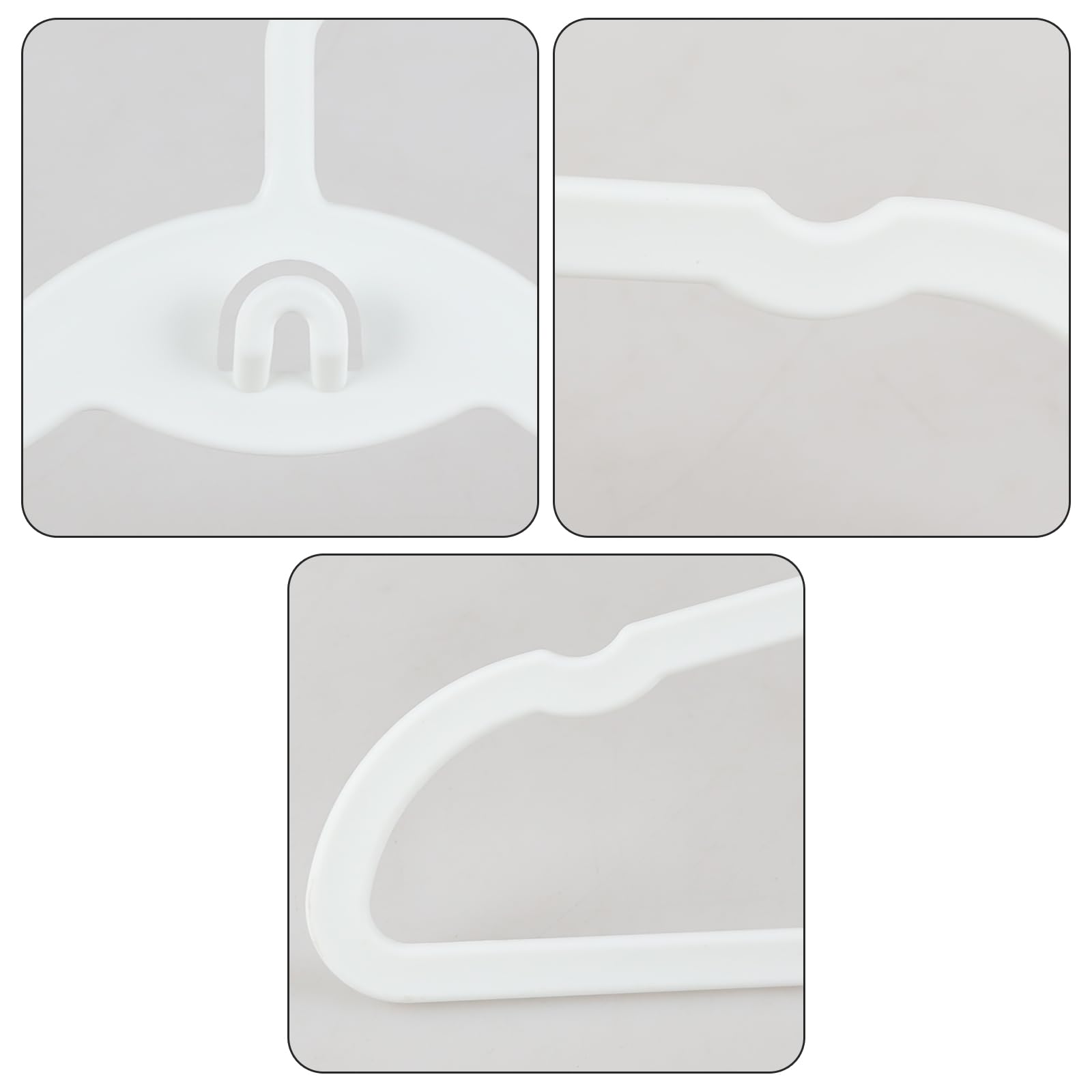 Minekkyes 50 Packs Home Clothes Hangers Plastic, White Basics Hangers, Durable Non-Slip Suit Coat Hanger with Shoulder Grooves