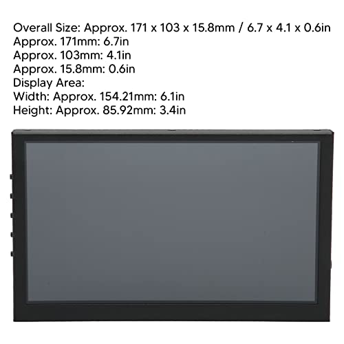 Mini Computer Second Screen, HD Multimedia Interface Plug and Play Metal Case Dual Speakers Portable 7 Inch Monitor for OS X for Laptop