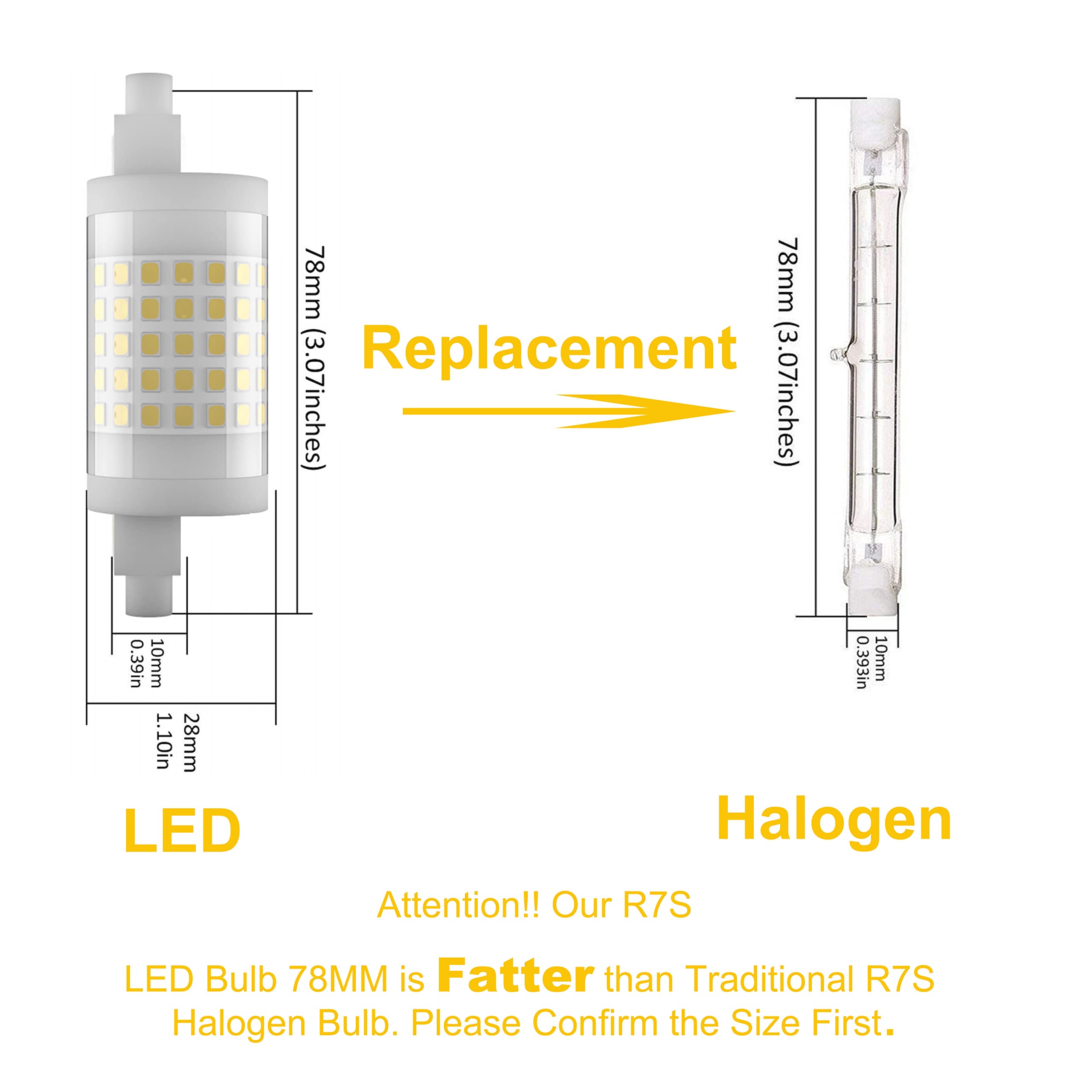 Familite R7S LED Bulb 78MM, 10W Dimmable J78 Flood Light, 100W Halogen T3 Replacement, Warm White 3000K, Pack of 2
