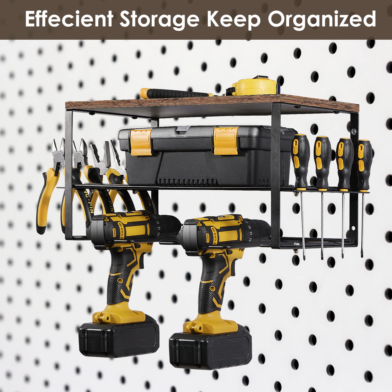 OUSHENG 2 Pack Power Tool Organizer Drill Holder Wall Mount, Garage Organization Rack for Cordless Drill Storage, Gift for Father's Day