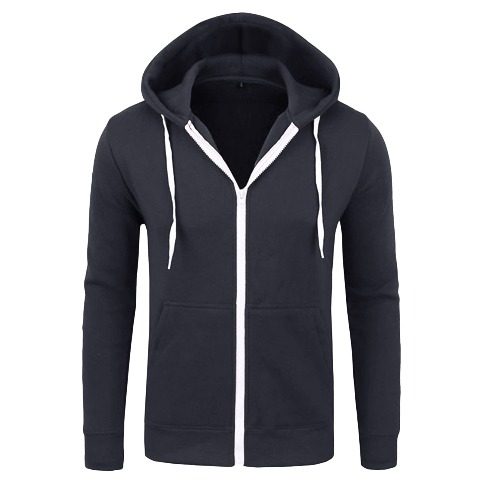Maiyifu-GJ Men Full Zip Slim Fit Hoodies Casual Solid Gym Hooded Sweatshirt Long Sleeve Lightweight Hoodie With Kanga Pocket (Dark Grey,3X-Large)