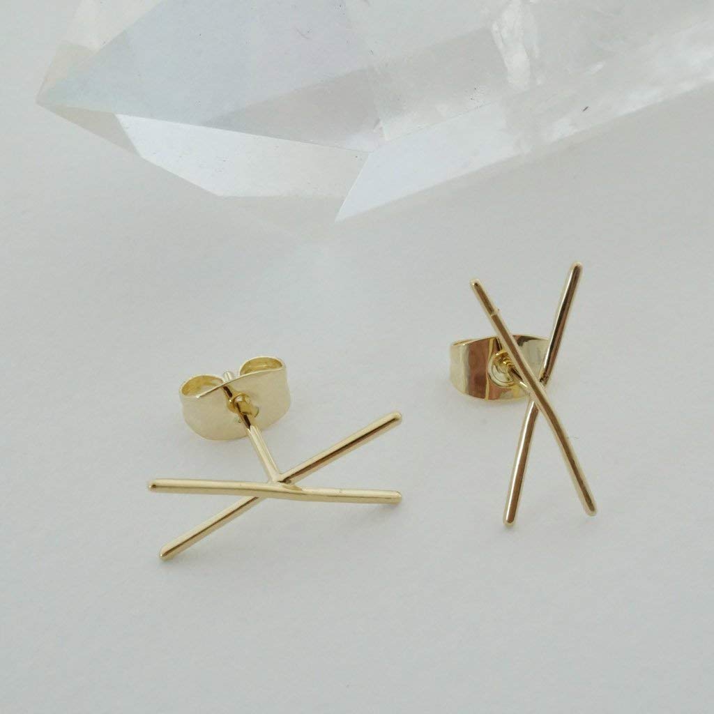 HONEYCAT X Bar Crawler Studs in Gold, Rose Gold, or Silver | Minimalist, Delicate Jewelry (Gold)