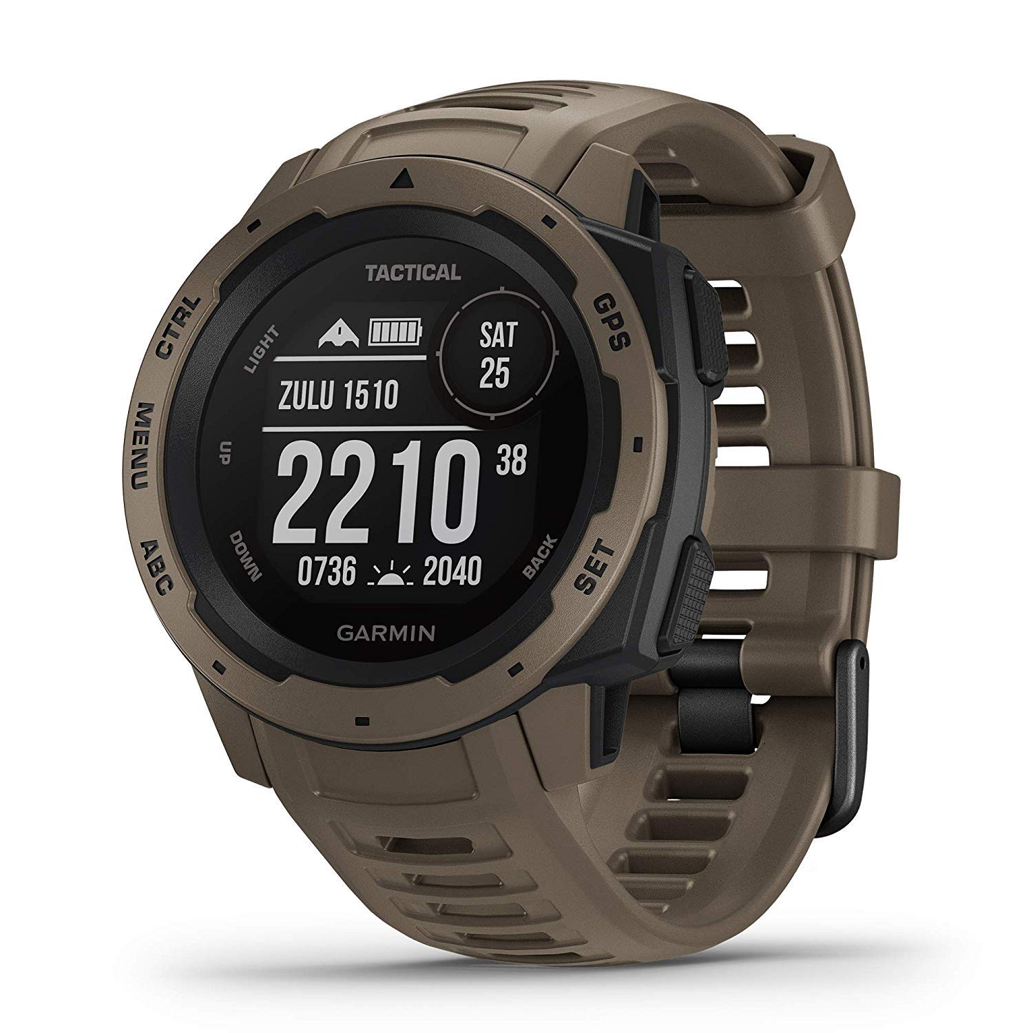 Garmin Instinct Tactical Edition GPS Watch and Wearable4U 2200 mAh Power Bank Bundle (Tactical Coyote Tan)