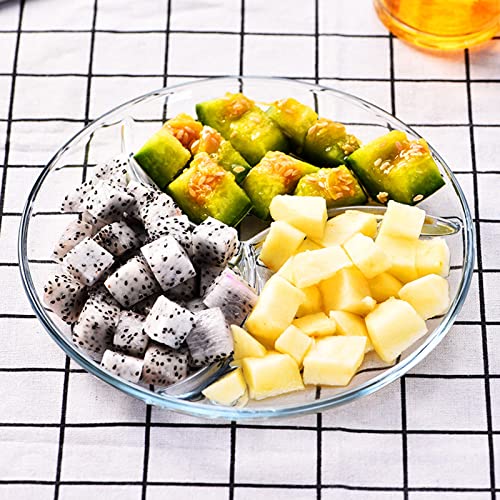 Fruit Bowl Grid Plate Glass Fruit Plate Living Room Tea Table Sub Plate Household Snacks Candy Breakfast Plate Creative Side Dish for Kitchens Dining Table Snack Plate Set (Color : 1)