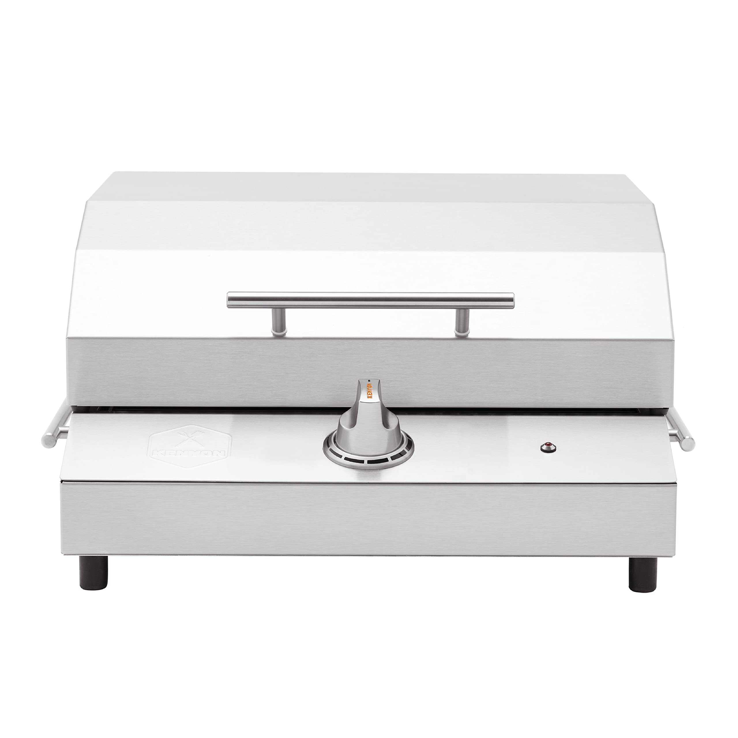 Kenyon G2 Portable Tabletop Electric Grill, 1440W Single Burner, Stainless Steel Body, Cast Aluminum Grate, UL Approved Grill For Indoor And Outdoor Use, Removable Lid, Dishwasher Safe, 120Volts