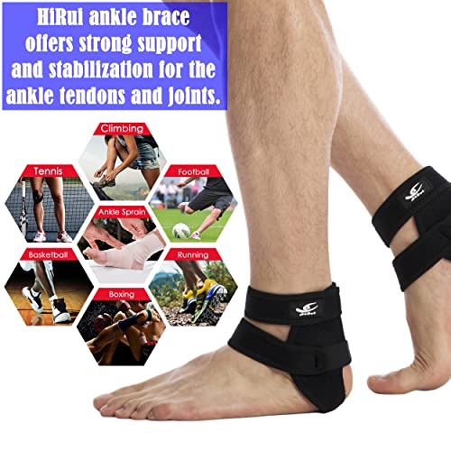 HiRui Ankle Brace Ankle Support for Men Women, Adjustable Ankle Wraps Ankle Stabilizer for Sports Protection Running Basketball Arthritis Sprain, Breathable (One Size, Black, 2-Pack)