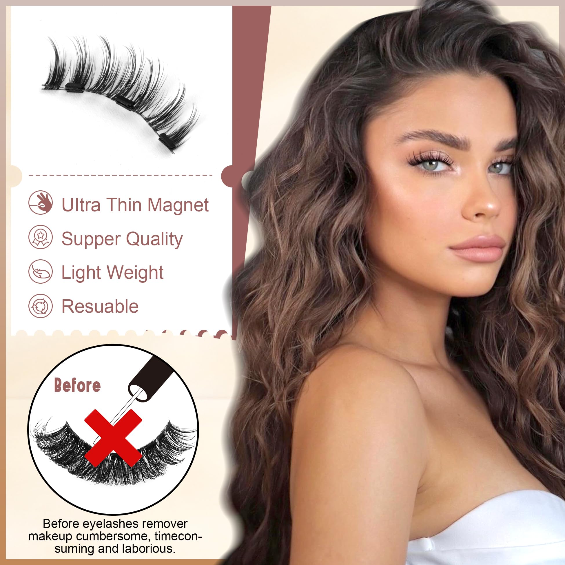 wiwoseo False Eyelashes Russian Strip Lashes D Curly Wispy Fluffy Eyelashes Russian Volume 3D Effect 13MM 15MM Faux Mink Lashes 20 Pairs Pack Crossing Eyelashes