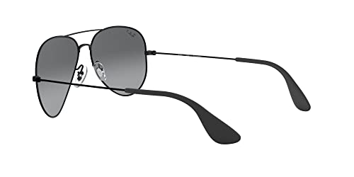 Ray-Ban RB3558 Aviator Sunglasses, Black/Polarized Light Grey Gradient Grey, 58 mm