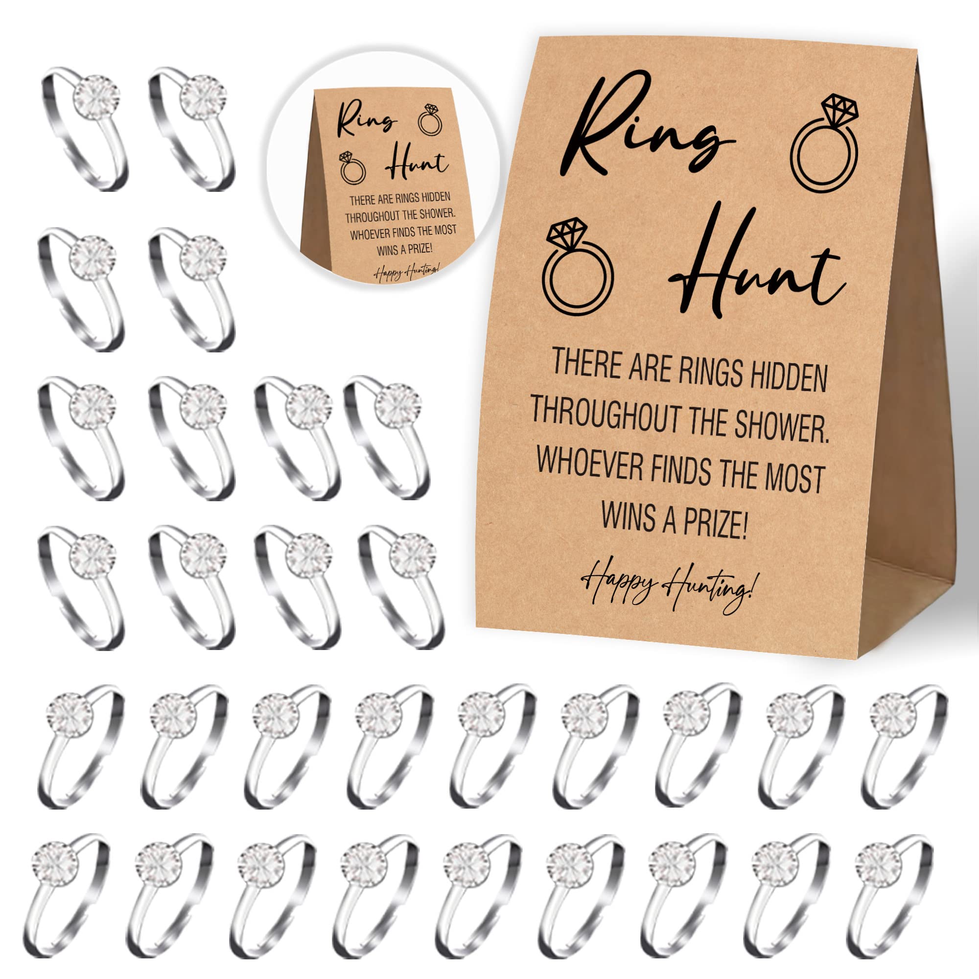 Ring Hunt Game,Minimalist Bridal Shower Game,Bridal Shower Games 50 Guests,Bridal Shower Decorations,Sign,Bachelorette Decorations for Party,Engagement Party Game,Bridal Shower Favors-L18