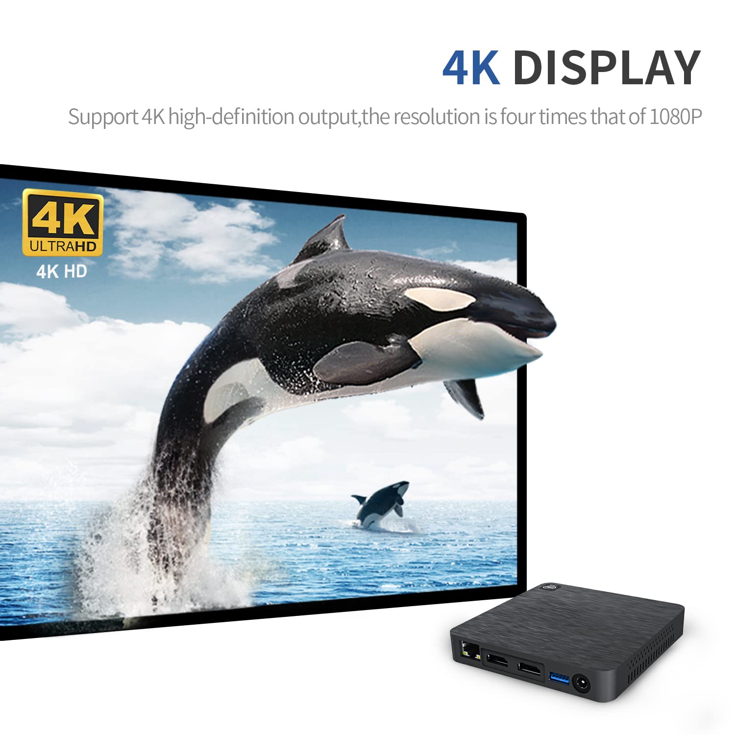 Mini PC Windows 10 Celeron N3350 up to 2.4GHz Mini Desktop All in one Computer for Home Office Study Gaming 4GB LPDDR3 64GB eMMC 4K HD Image Dual HDMI 2.4G 5.8G WiFi5 BT4.0 Gigabit Ethernet USB 3.0